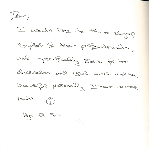 Patients testimonials - Dr Samih Tarabichi